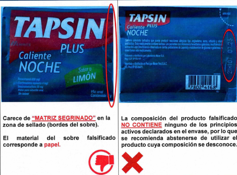 ¡Alerta! Agemed advierte sobre falsificación de Tapsin Plus Caliente ...